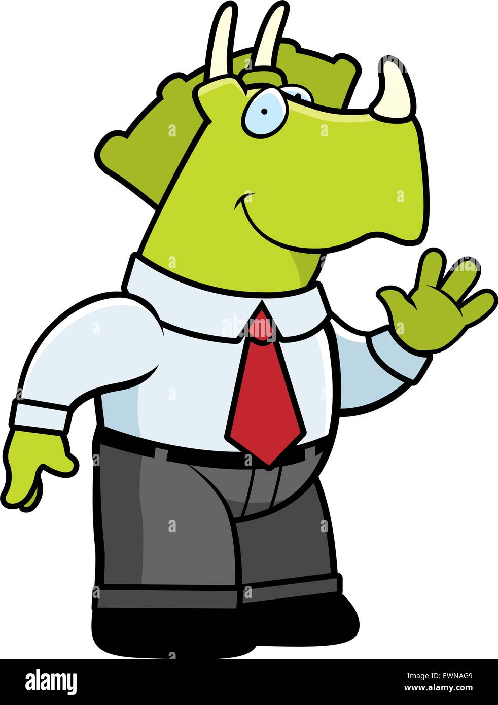 A happy cartoon dinosaur businessman waving and smiling Stock Vector ...