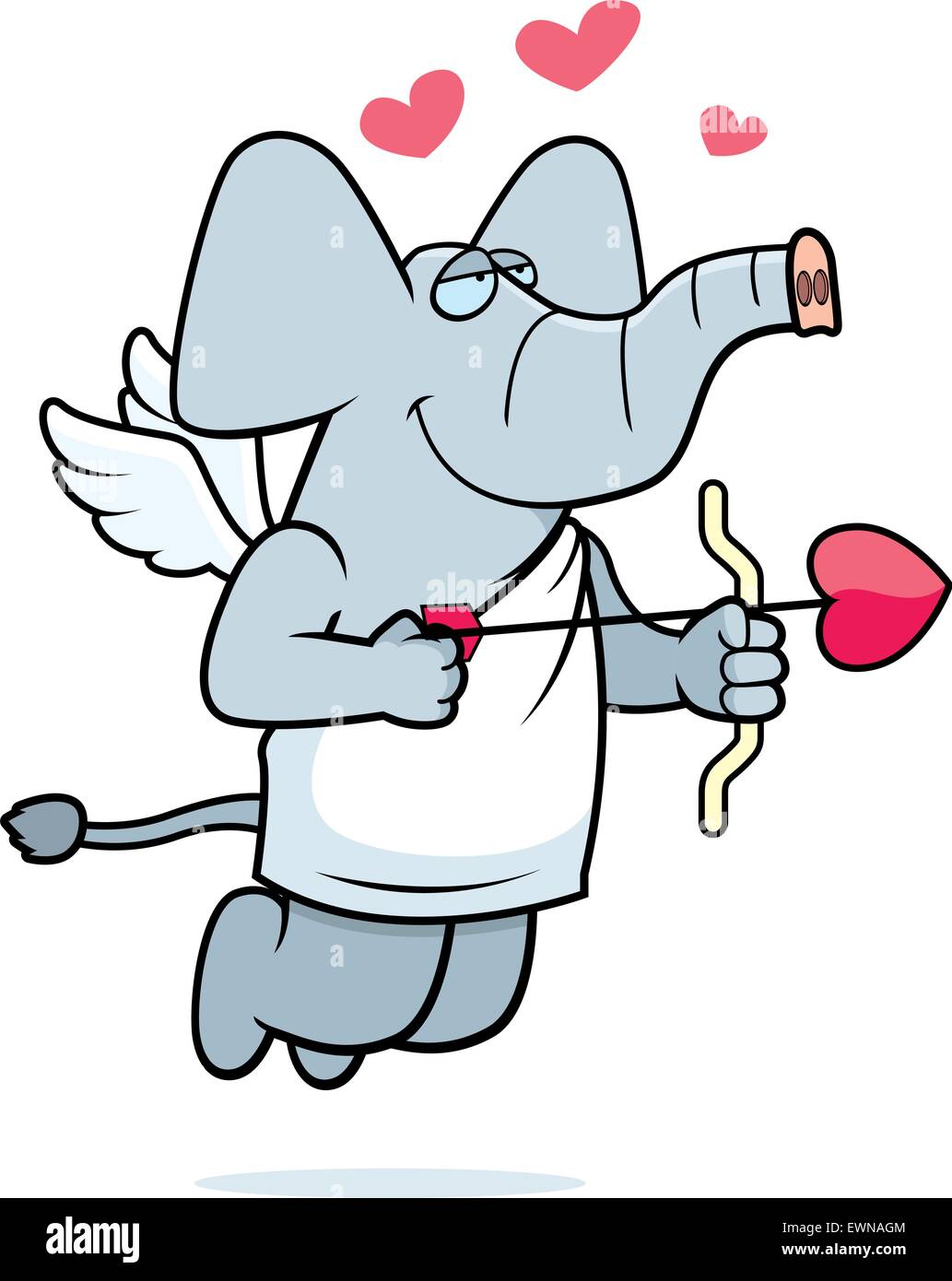 A happy cartoon cupid elephant with a bow and arrow Stock Vector Image ...