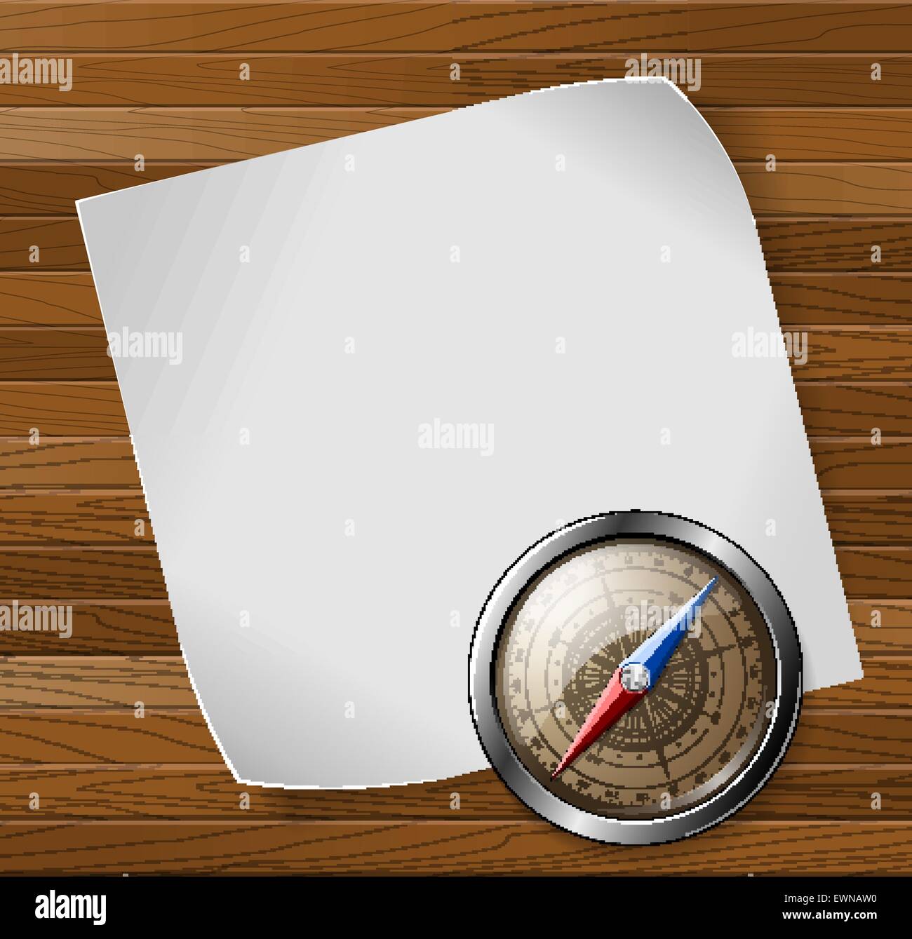 Vintage compass over wood background Stock Vector Images - Alamy