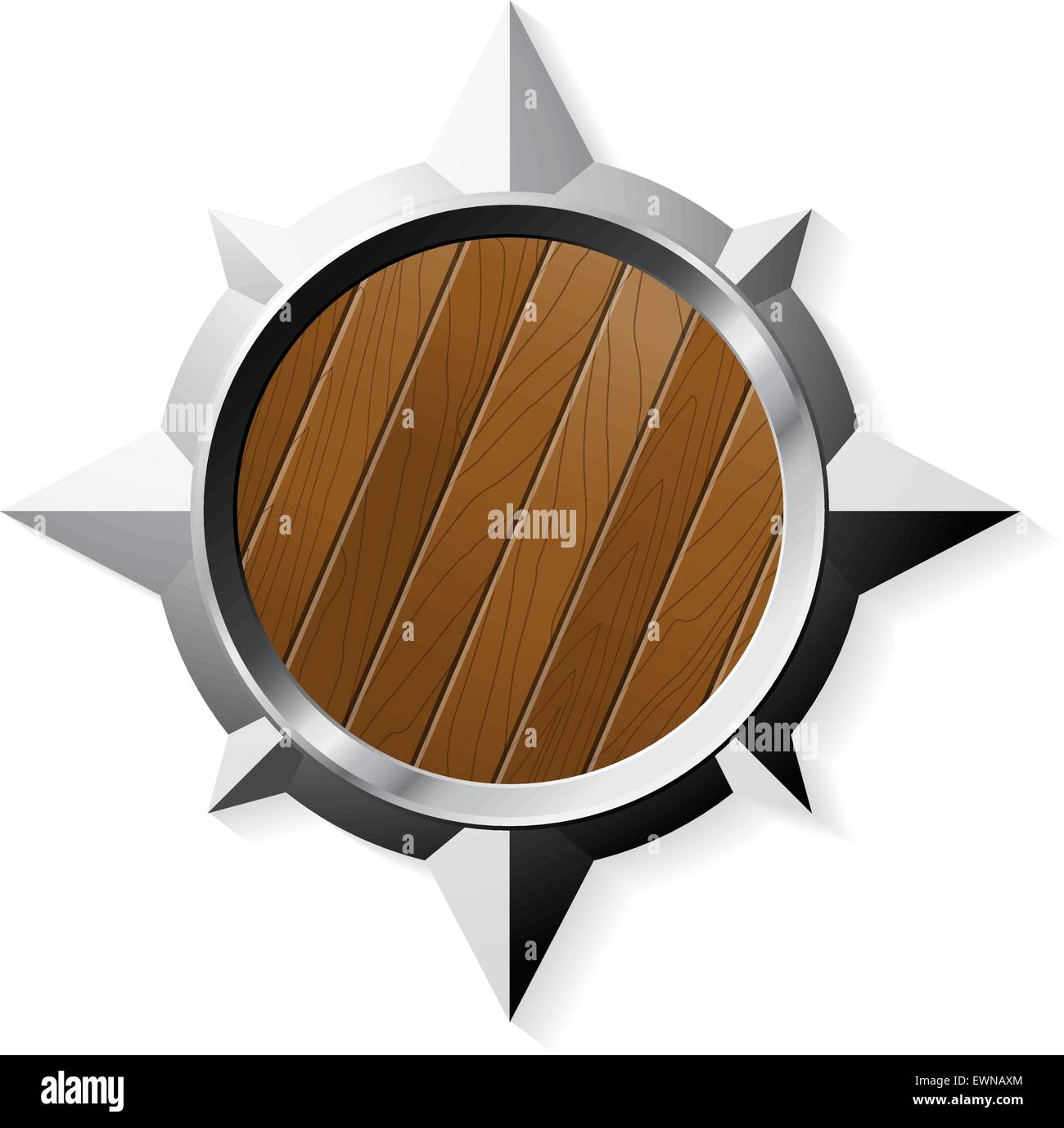 Shield from steel and wood in star shape isolated on white - vector ...