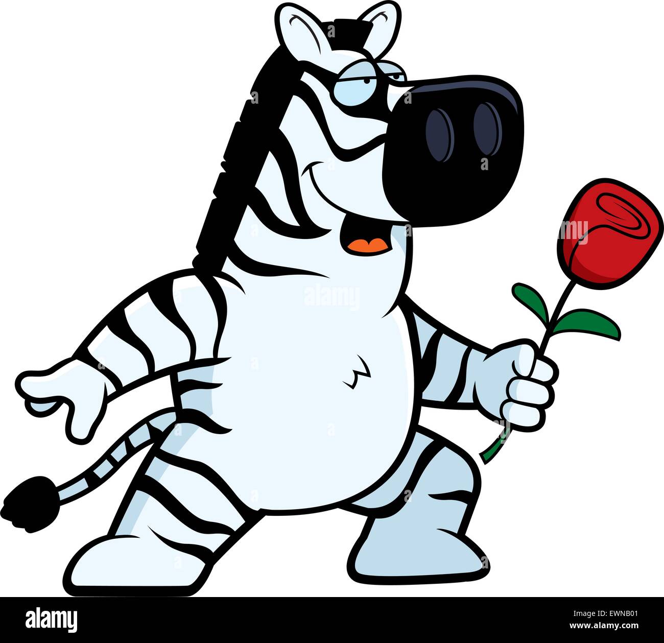 A happy cartoon zebra holding a red flower Stock Vector Image & Art - Alamy