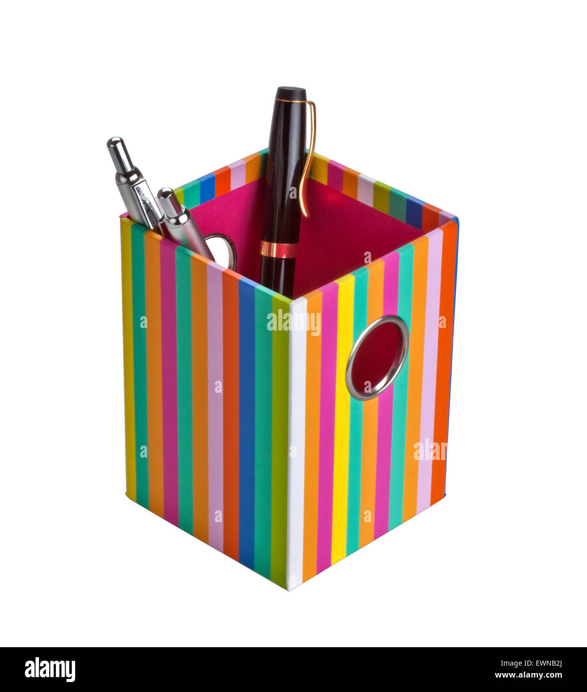 Pen and pencil holder isolated on white background Stock Photo - Alamy