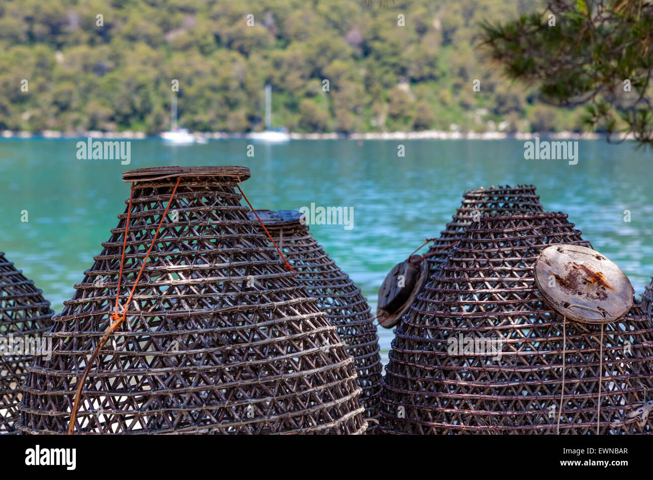 Sea fishing traps Stock Photo - Alamy