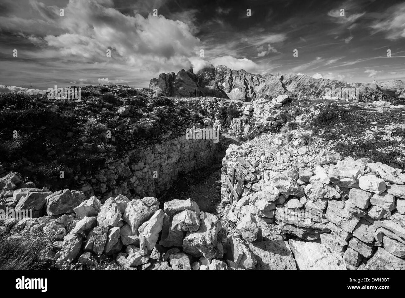 Trenches of the Great War WWI in the Dolomites, Monte Piana mountain ...