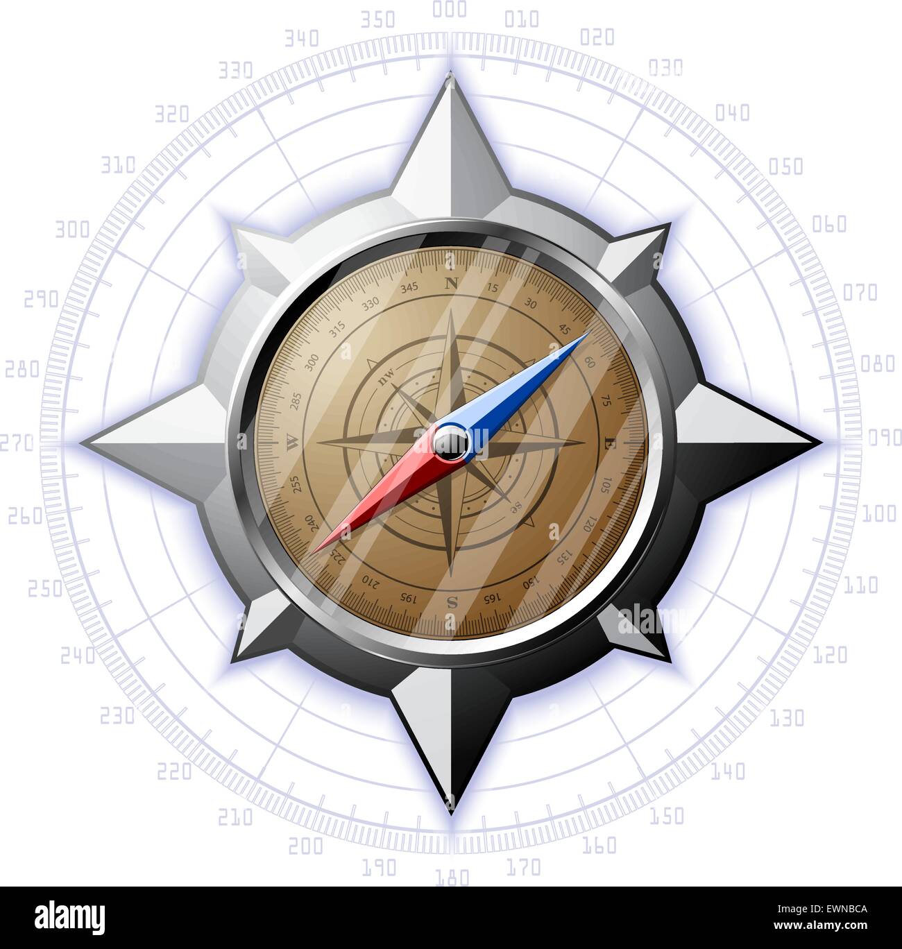 Steel compass with scale isolated on white. Vector eps10 Stock Vector ...