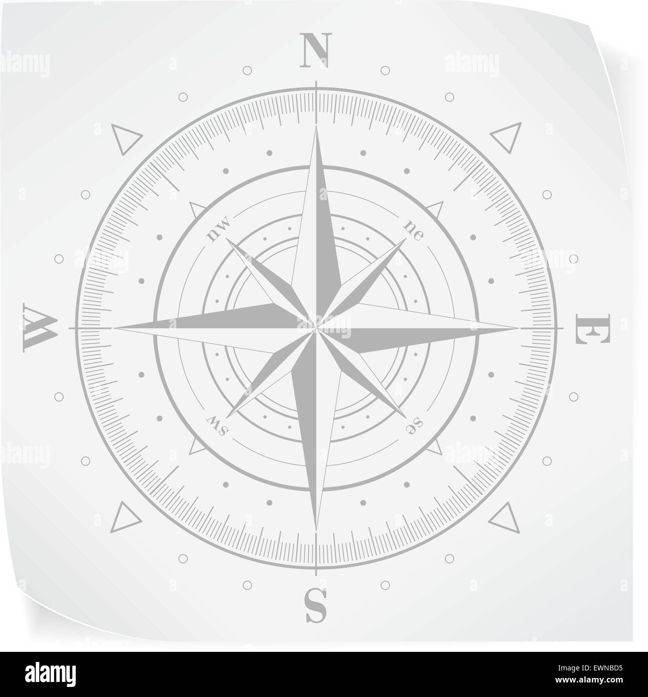 World map with compass rose hi-res stock photography and images - Alamy