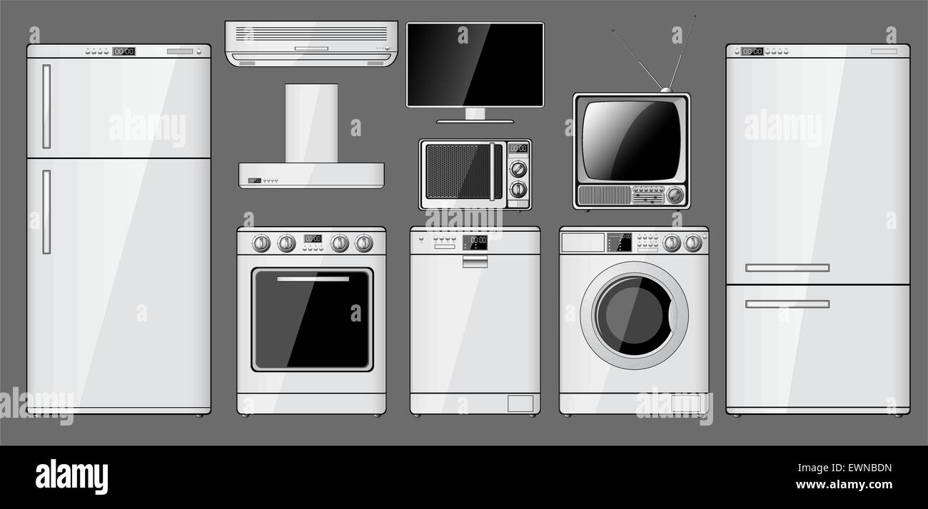 Set of realistic household appliances. Vector illustration Stock Vector ...