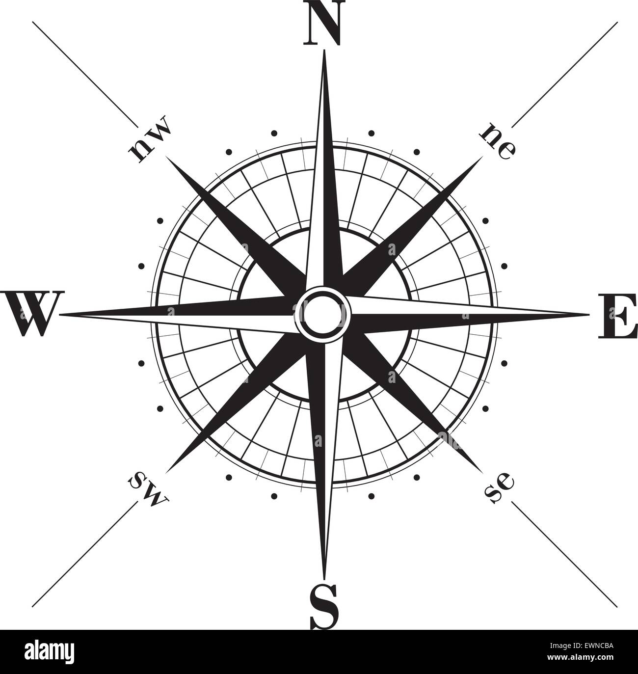 Black compass rose isolated on white Stock Vector Image & Art - Alamy