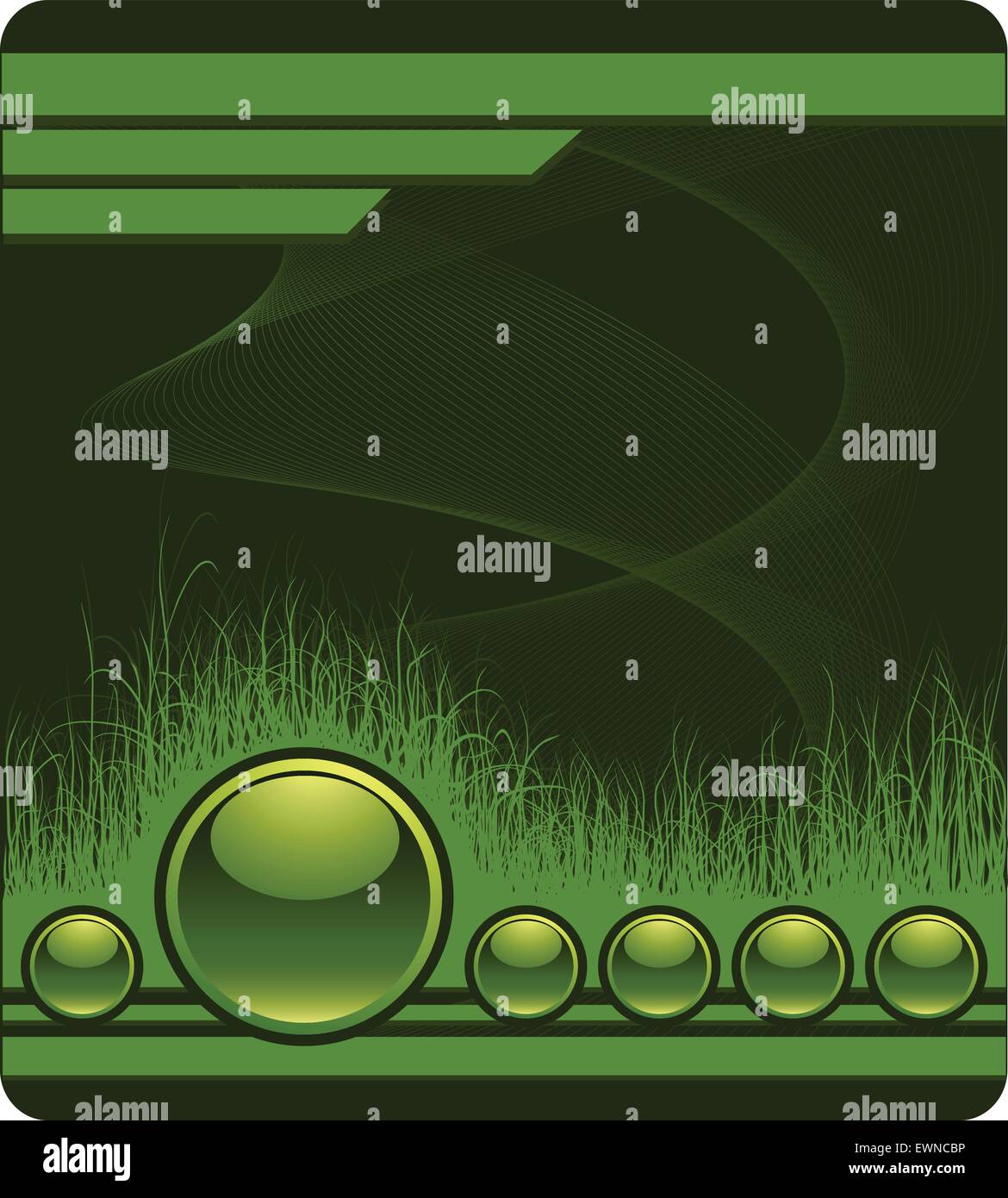 Green web background with grass and glossy buttons Stock Vector Image ...