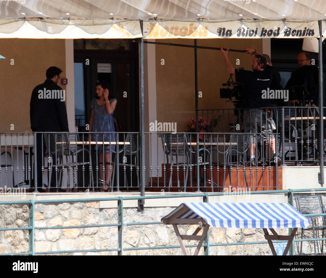 Filming scenes for the third season of the series 'Crossing lines ...