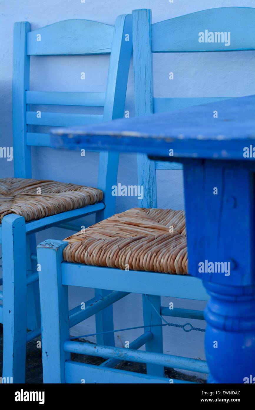 Greek style blue table chairs hi-res stock photography and images - Alamy