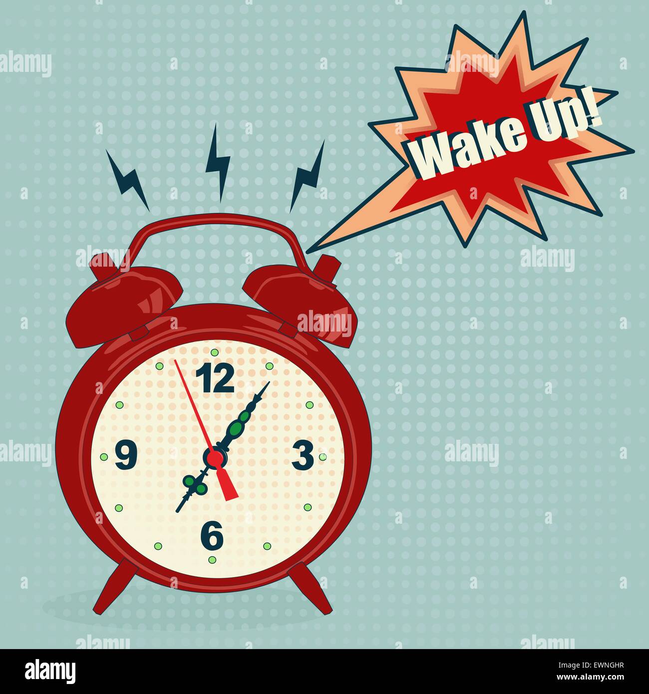 Red alarm clock in pop art style - Vector Illustration Stock Vector ...