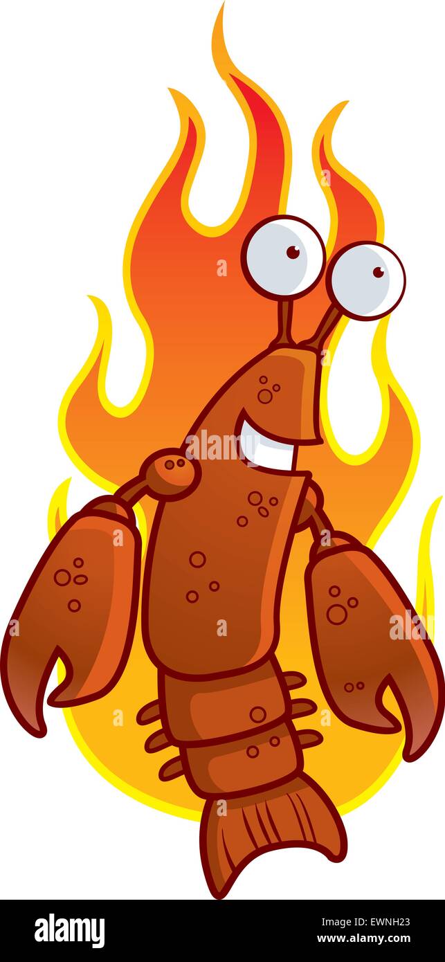 A happy cartoon spicy crawfish on fire Stock Vector Image & Art - Alamy