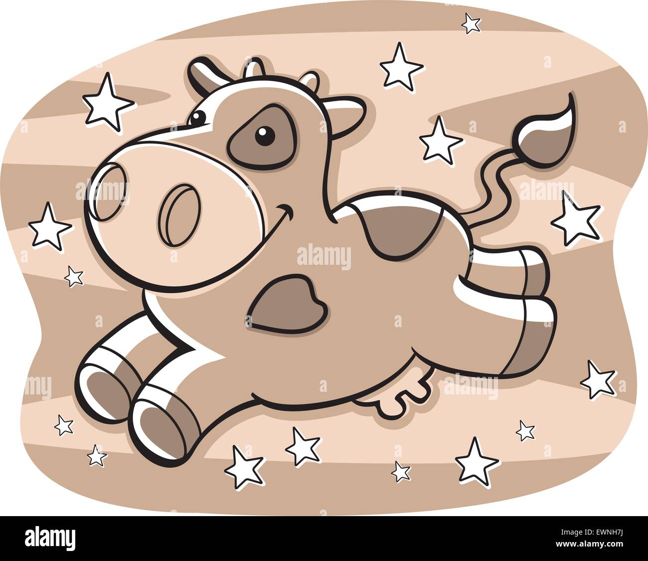 A happy cartoon chocolate cow in the Milky Way Stock Vector Image & Art ...