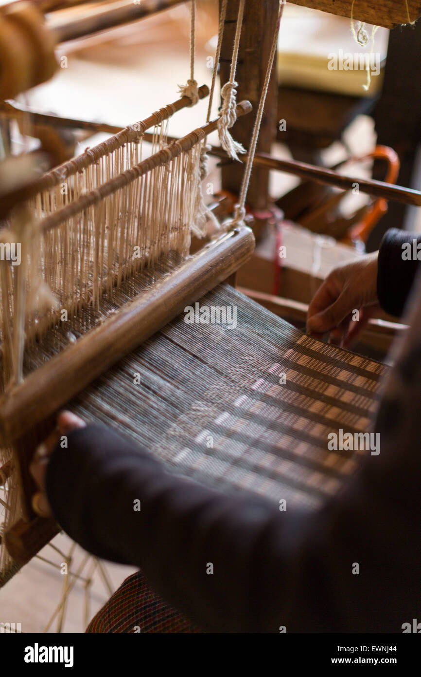 Hand weaving, Dorjibi weaving center, Jakar, Bumthang, Bhutan Stock ...