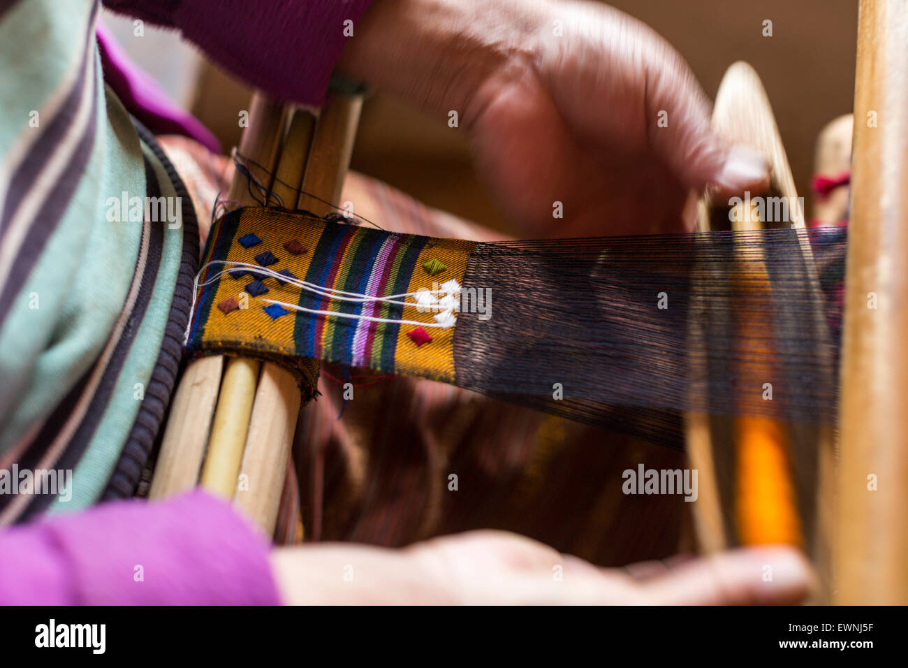 Hand weaving, Dorjibi weaving center, Jakar, Bumthang, Bhutan Stock ...