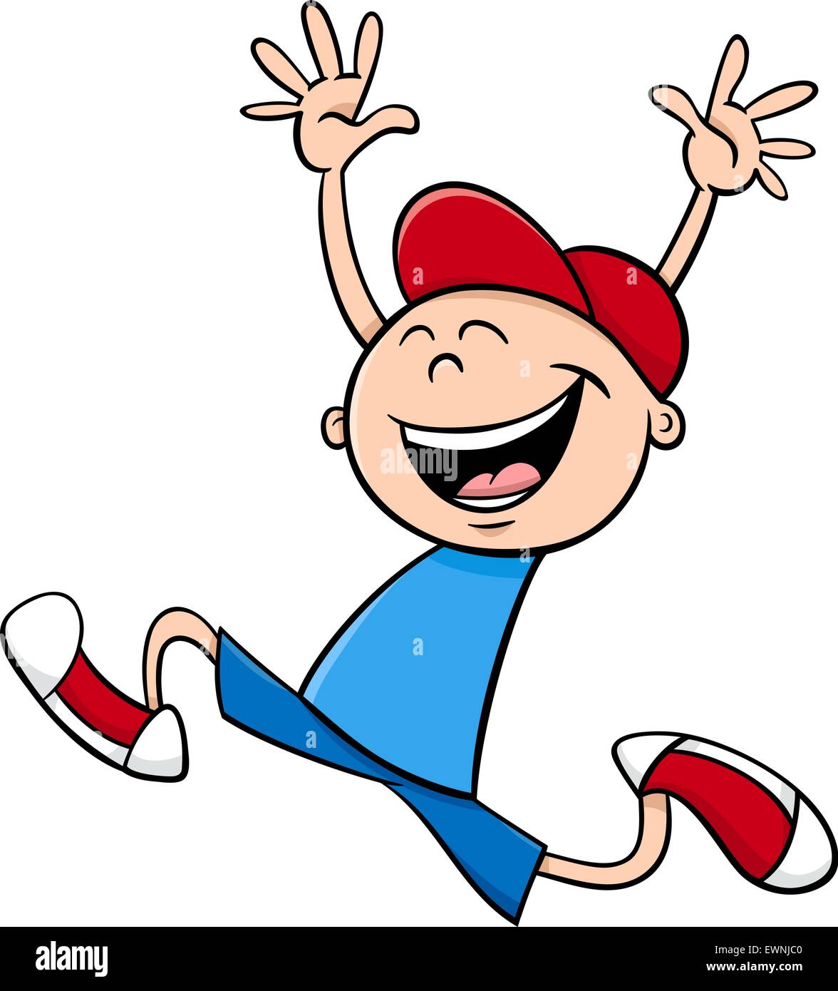 Cartoon Illustration of Happy Boy Enjoying Summer Vacation Stock Vector ...