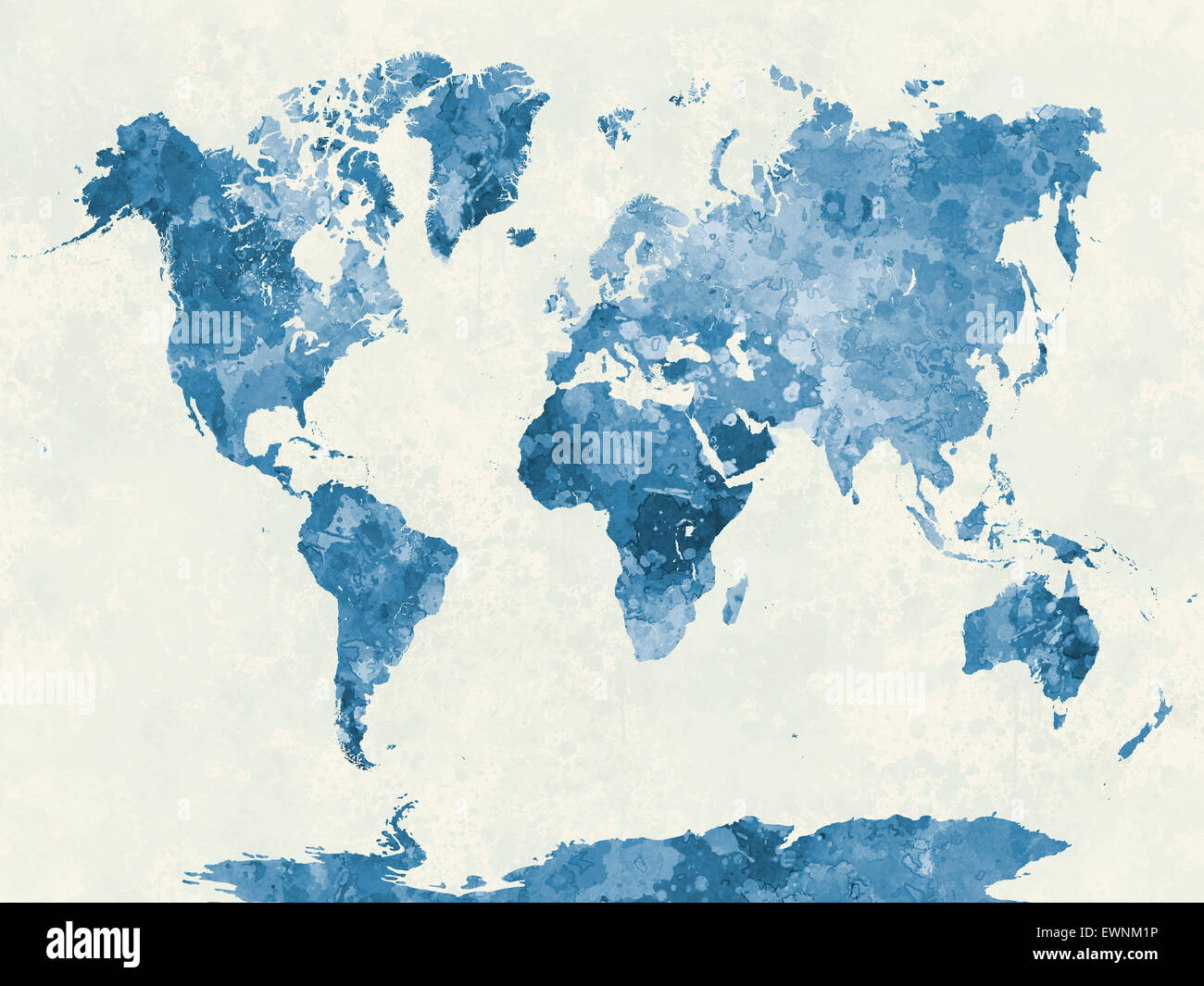 World map in watercolor painting abstract splatters Stock Photo - Alamy