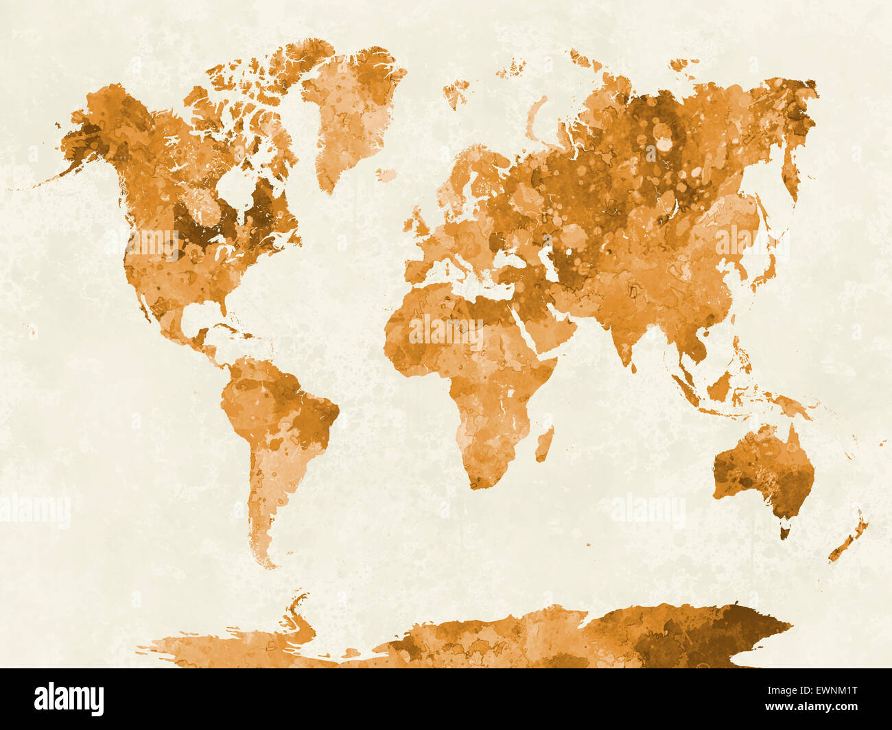 World map in watercolor painting abstract splatters Stock Photo - Alamy