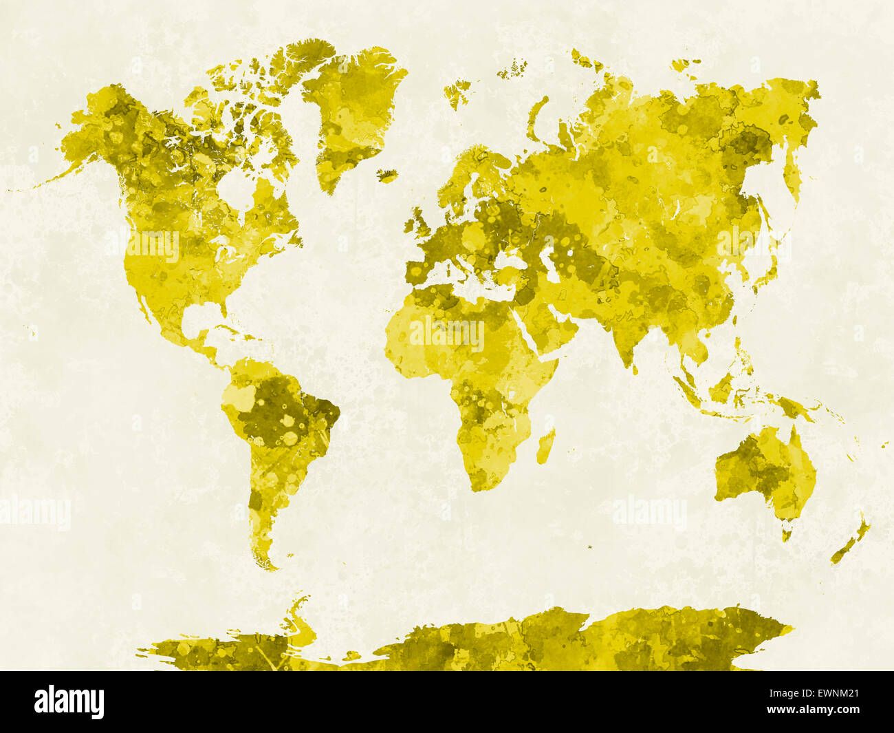 World map in watercolor painting abstract splatters Stock Photo - Alamy