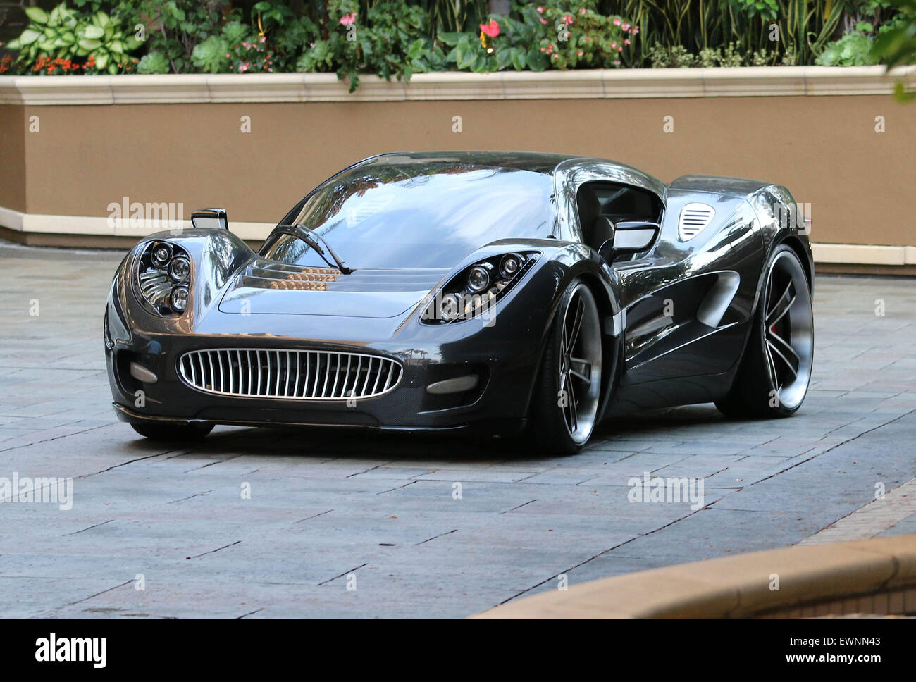 will.i.am arriving at Four Seasons Hotel in Beverly Hills in one of his ...
