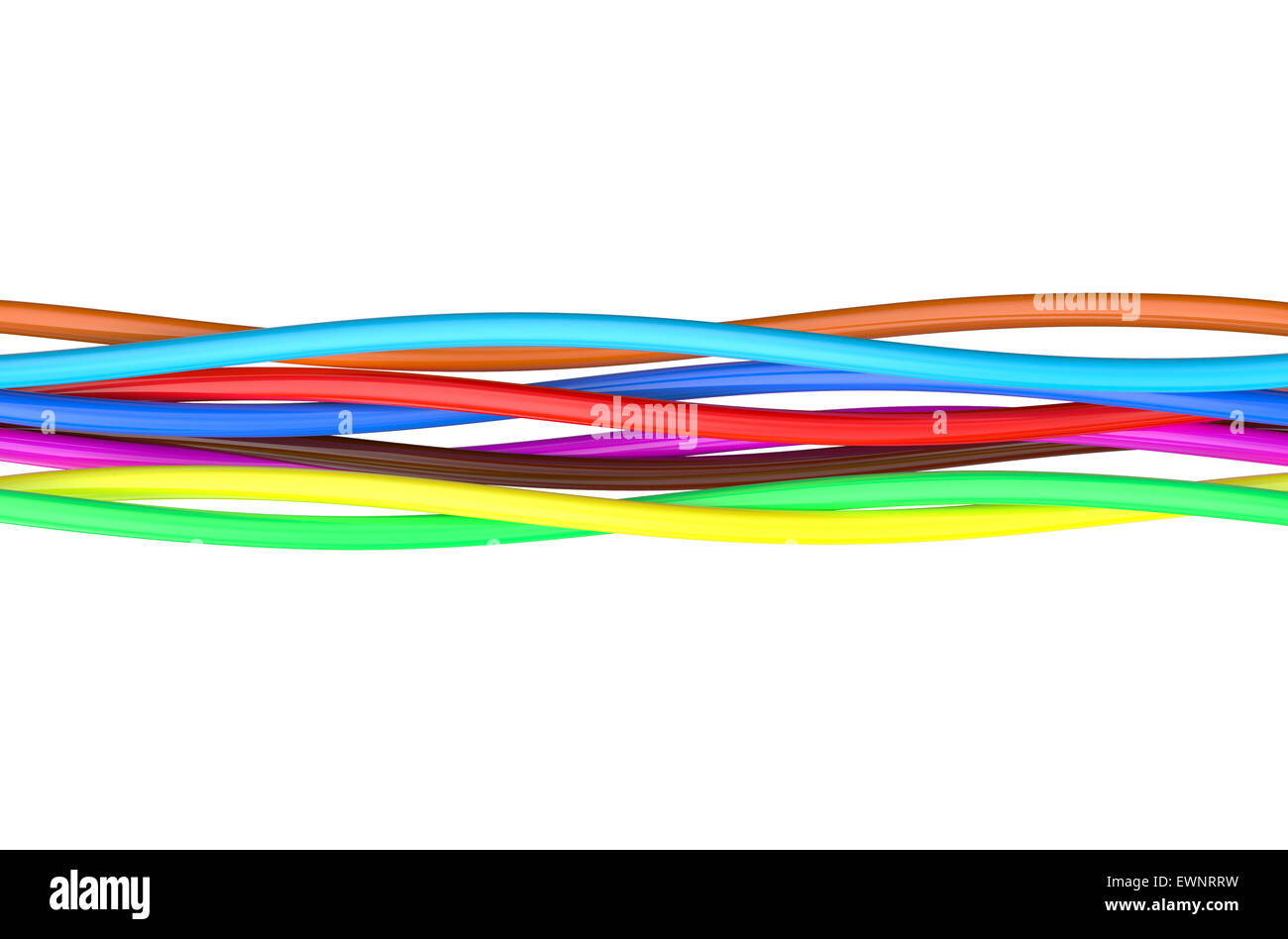 Colorful electrical cables or wires isolated on white background Stock ...