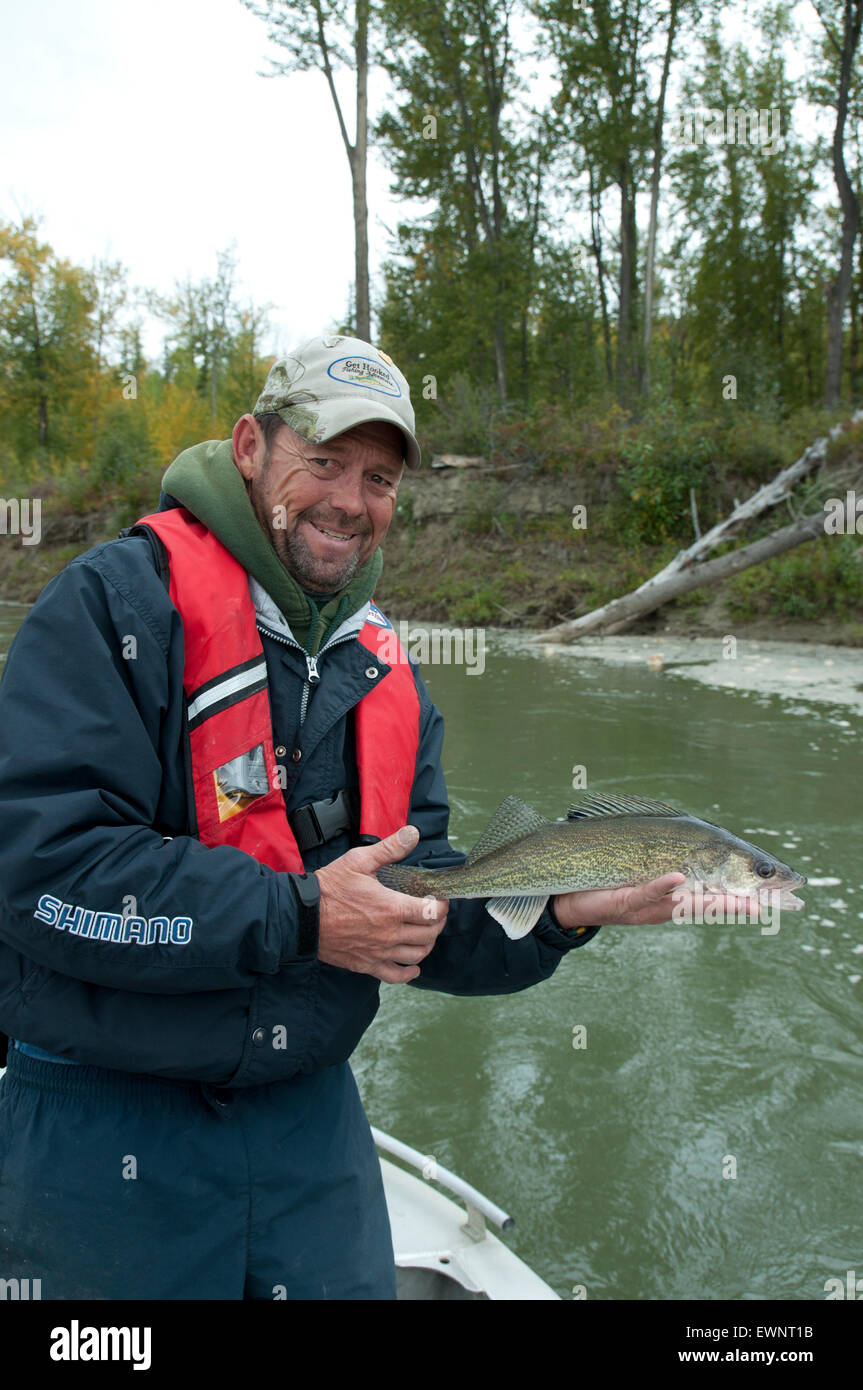 Walleye fishing on the Saskatchwan River in northern Alberta,Canada ...