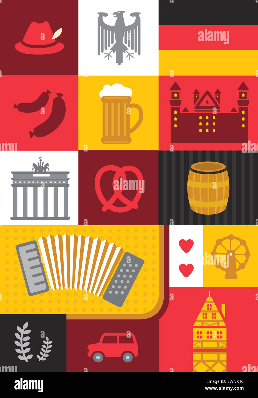 Illustrative collage of German landmarks and lifestyles Stock Photo - Alamy