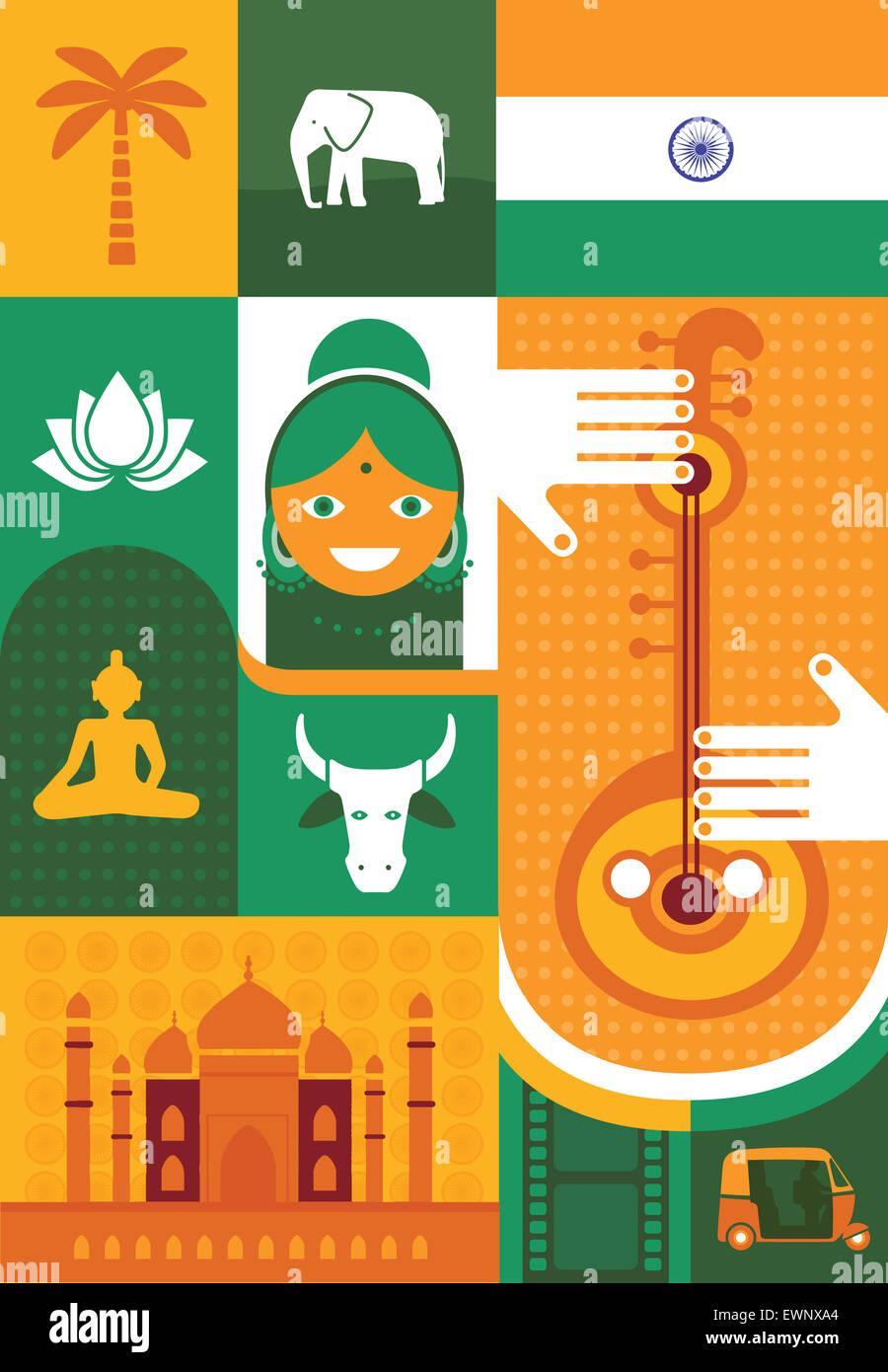 Illustrative representation of Indian cultures Stock Photo - Alamy