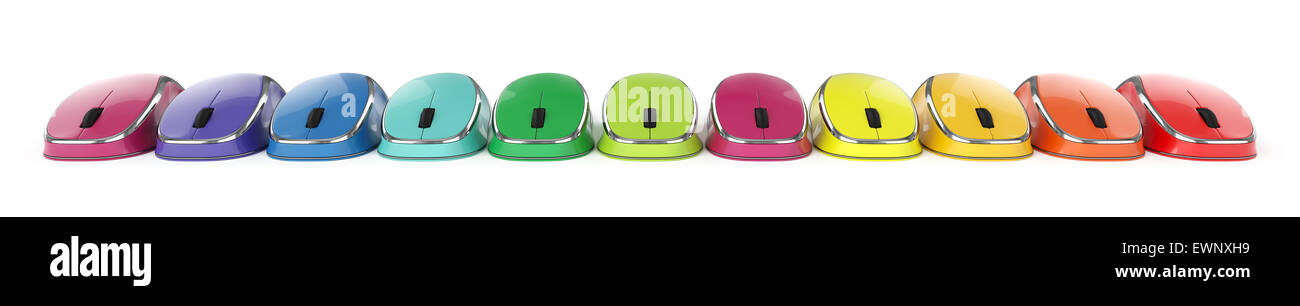 3d rendering of colorful computer mouse set isolated on white Stock ...