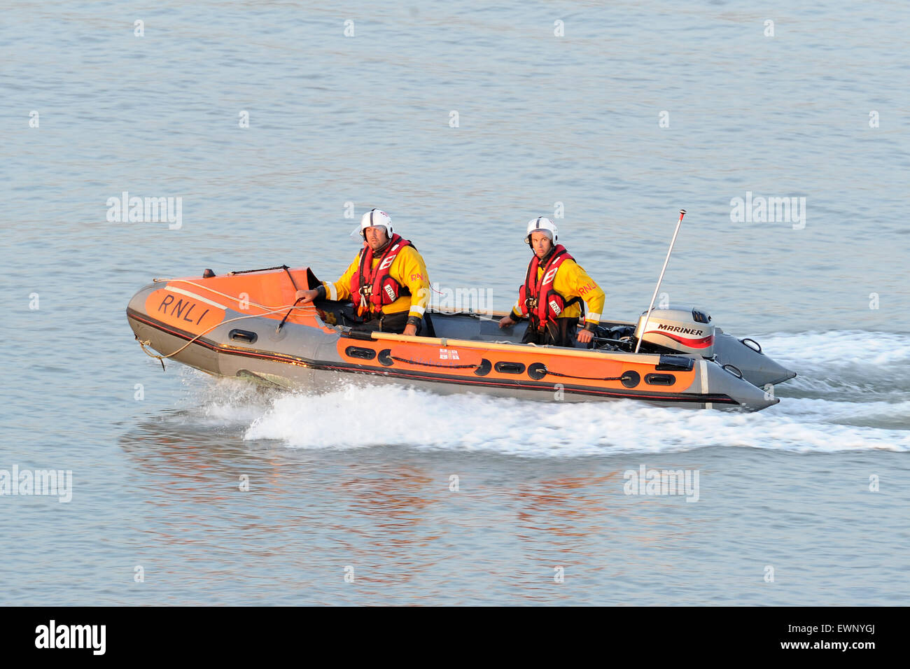 A RNLI (Royal National Lifeboat Institution) lifeboat on patrol in ...
