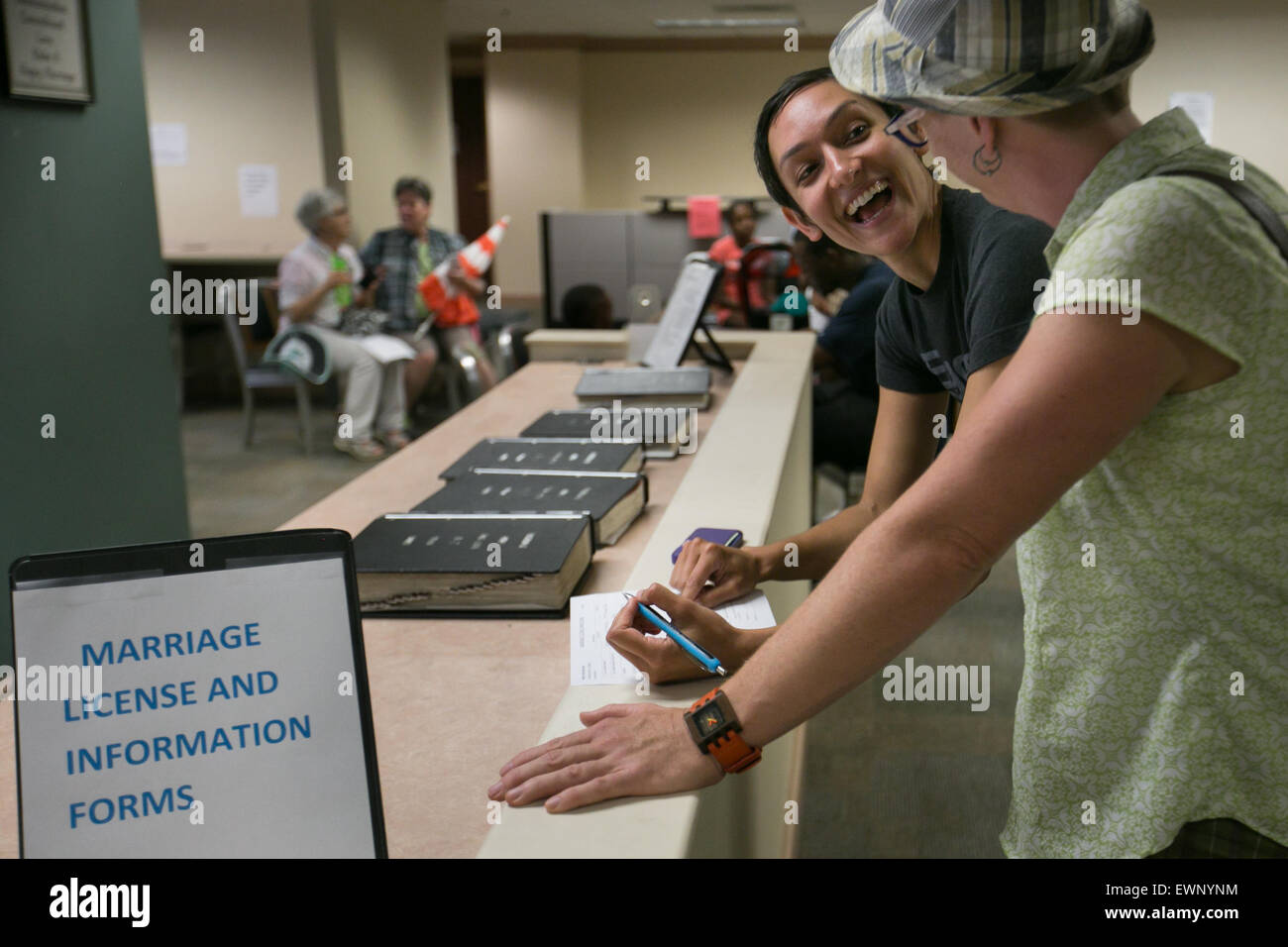 Catherine Simonsen (hat) and Laura Rivera celebrate while applying for ...