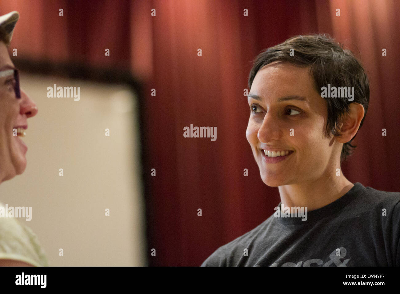 Catherine Simonsen (hat and shorts) and Laura Rivera celebrate exchange ...