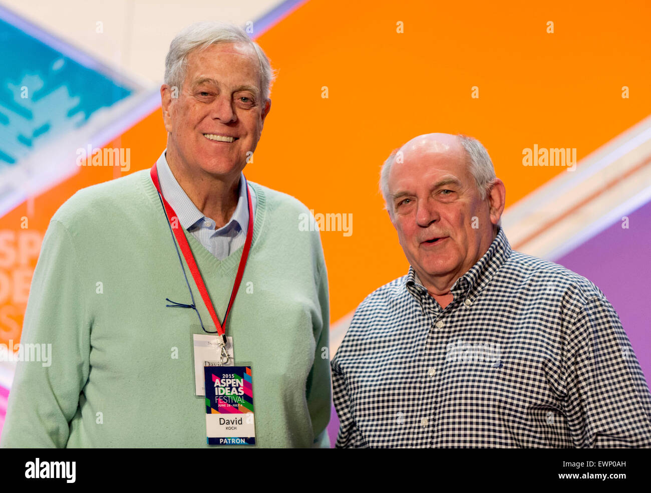 Aspen, Colorado, USA. 29th June, 2015. Author CHARLES MURRAY, right ...