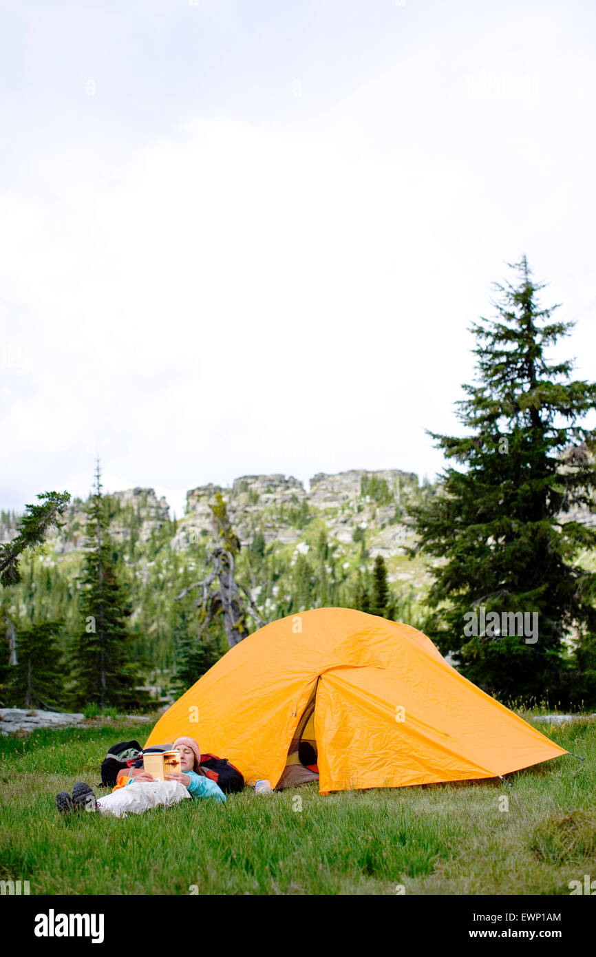 Person in tent hi-res stock photography and images - Alamy