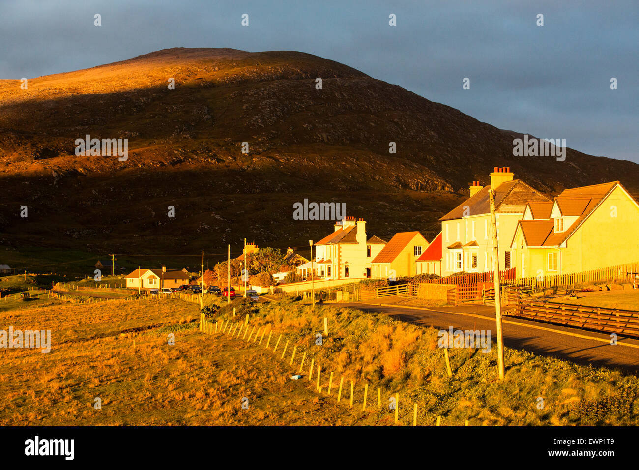 A row of houses in Leverburgh, Isle of Harris, Outer Hebrides, Scotland ...