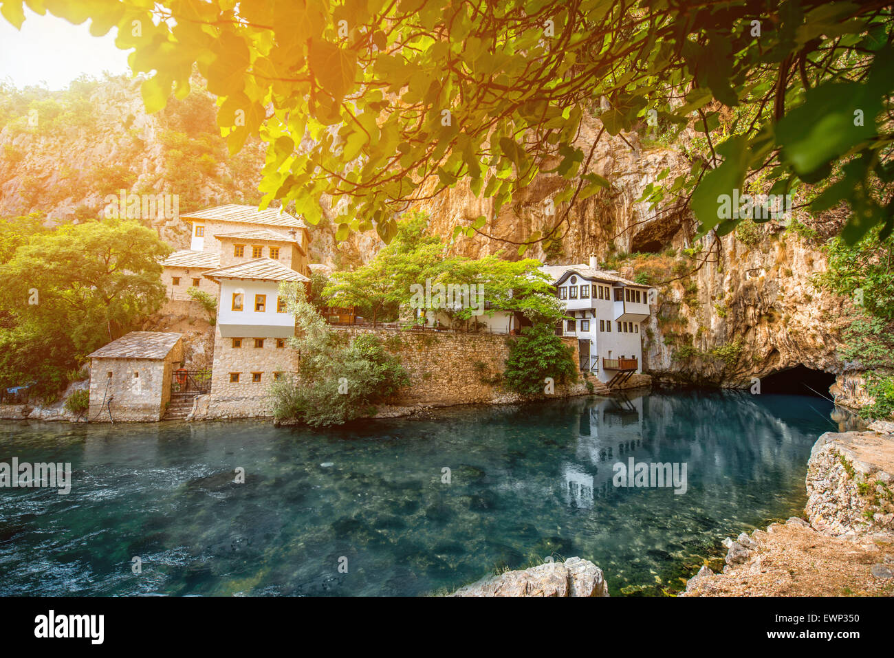Small village Blagaj on Buna spring Stock Photo - Alamy