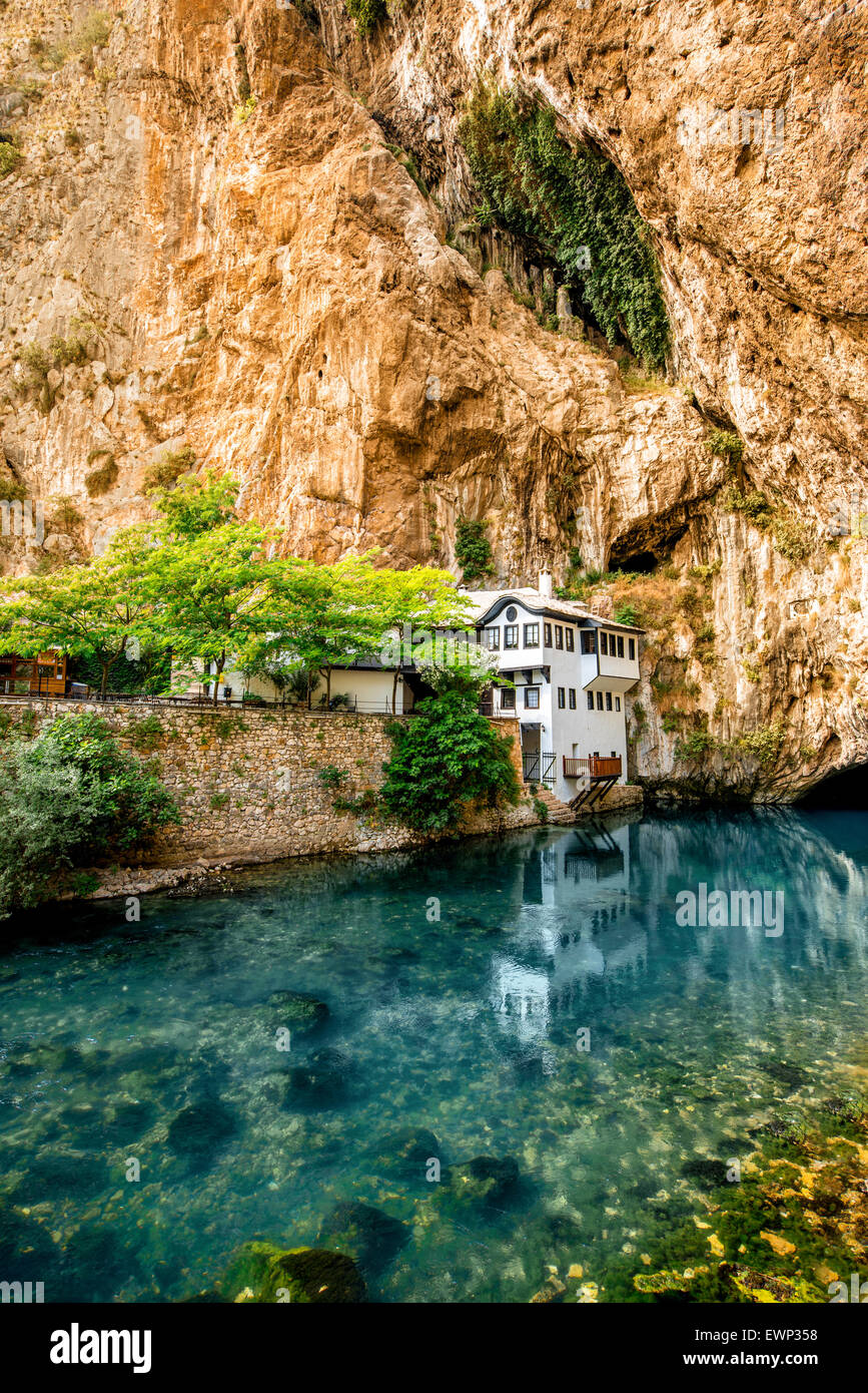 Beautiful house in Blagaj village on Buna spring Stock Photo - Alamy
