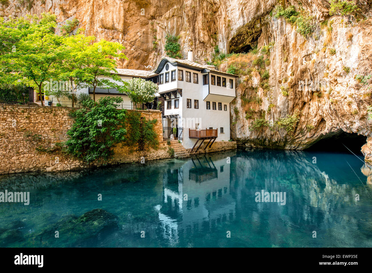Beautiful house in Blagaj village on Buna spring Stock Photo - Alamy