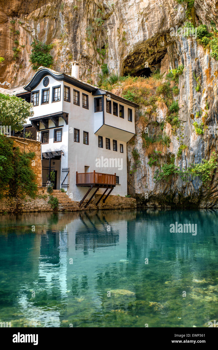 Beautiful house in Blagaj village on Buna spring Stock Photo - Alamy