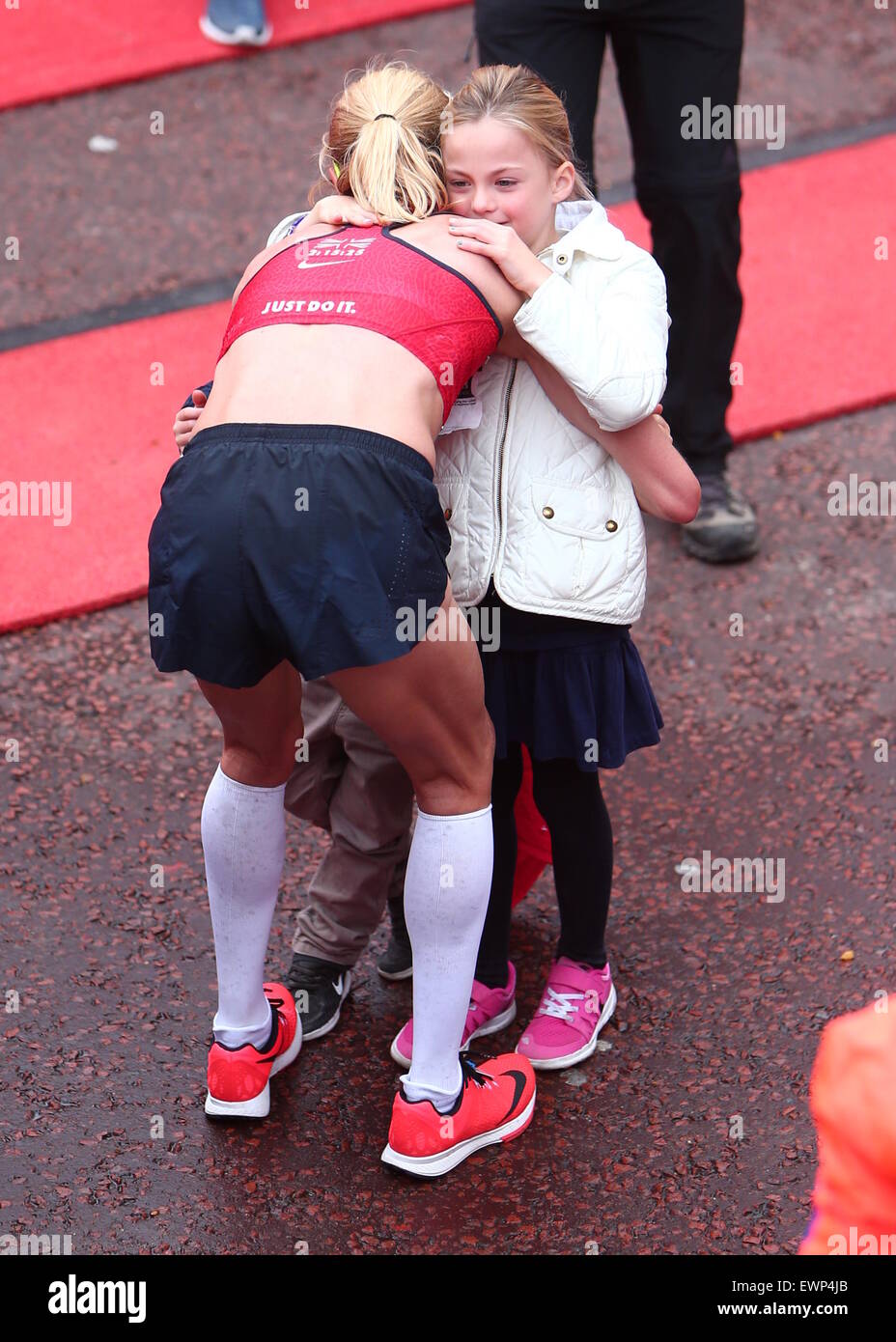 Paula Radcliffe finishes her Virgin Money London Marathon 2015 for the ...