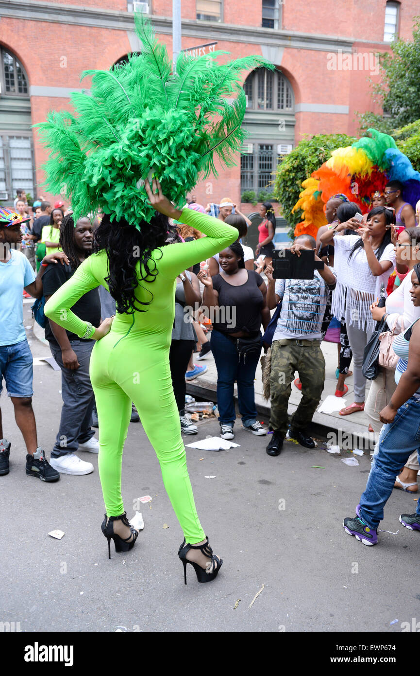 NEW YORK CITY, USA - JUNE 30, 2013: Drag queens in dramatic costumes ...