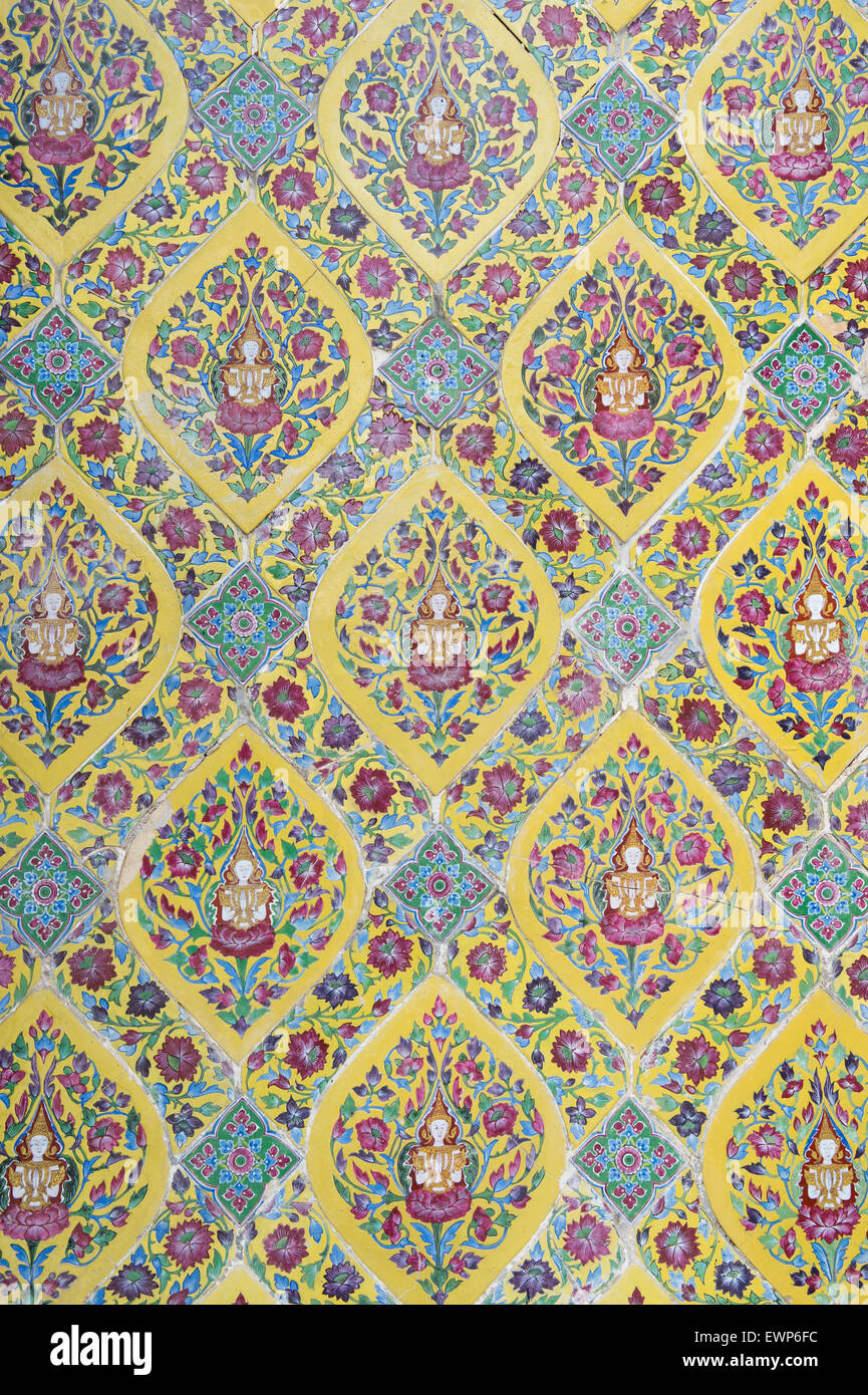 Intricate decorative Buddhist background featuring images of the Buddha ...