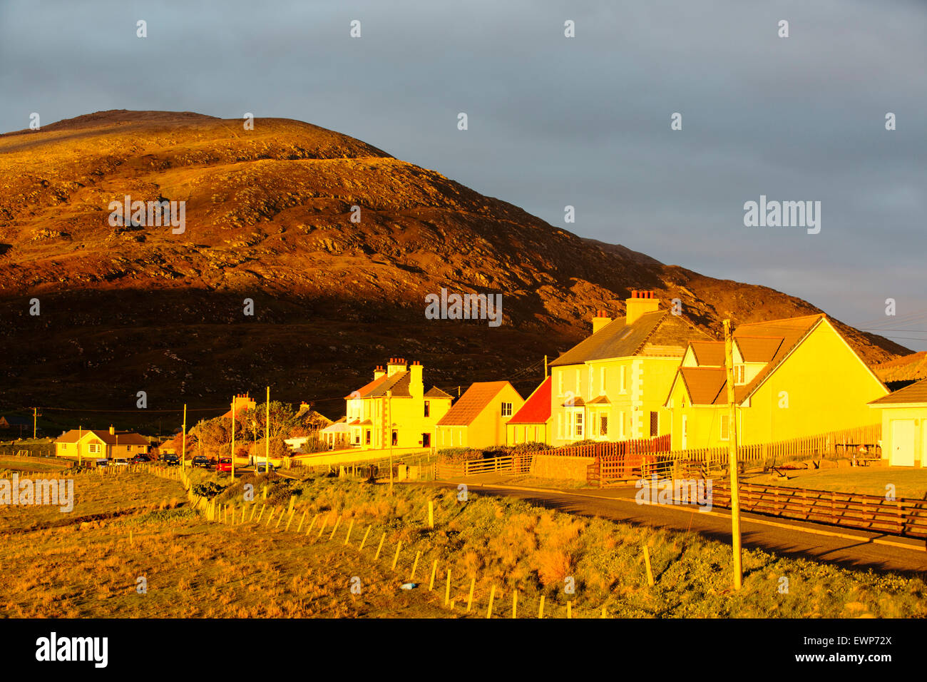 A row of houses in Leverburgh, Isle of Harris, Outer Hebrides, Scotland ...