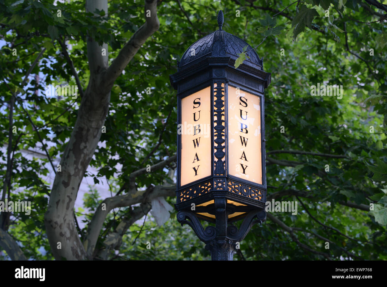 Vintage subway sign near train station, Upper West Side, Manhattan, New ...