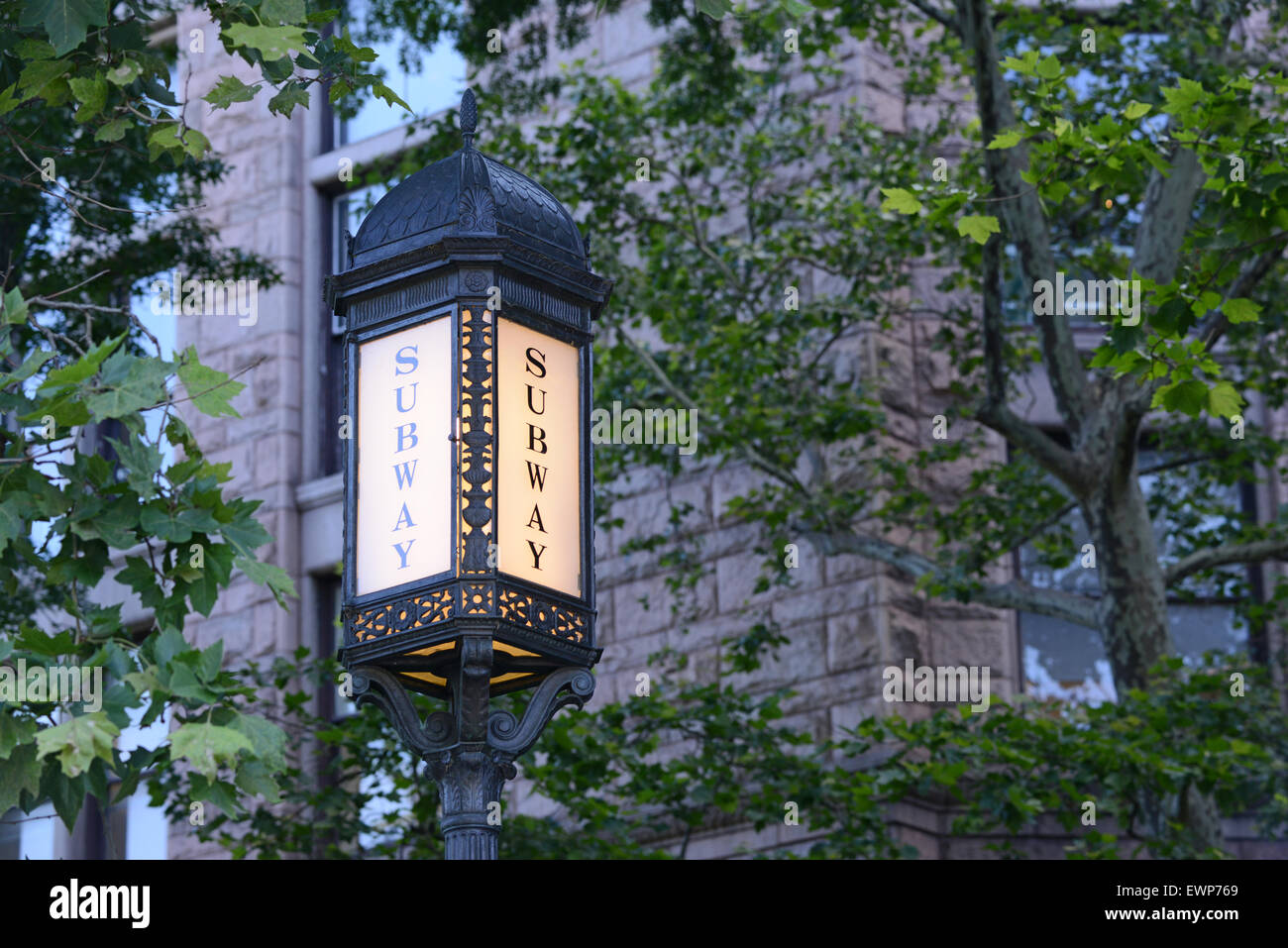 Vintage subway sign near train station, Upper West Side, Manhattan, New ...