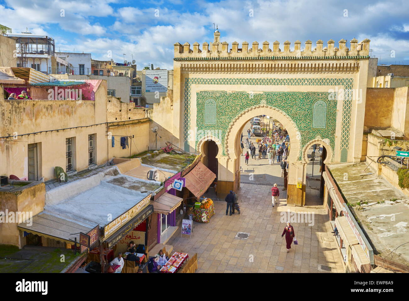 Blue Gate (Bab Boujloud), Fez Medina, Morocco, Africa Stock Photo ...