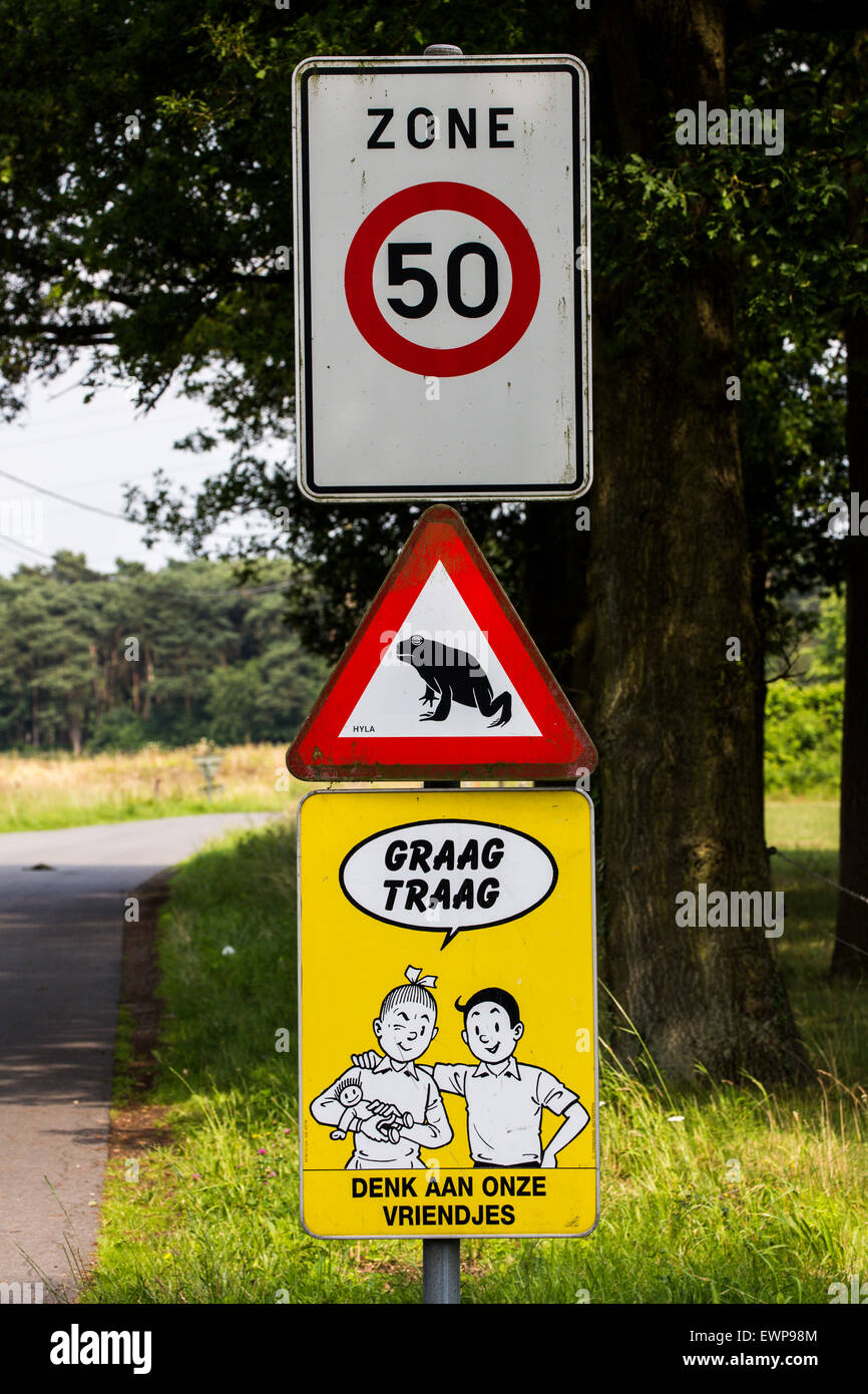 Road signs in Belgian countryside Stock Photo - Alamy