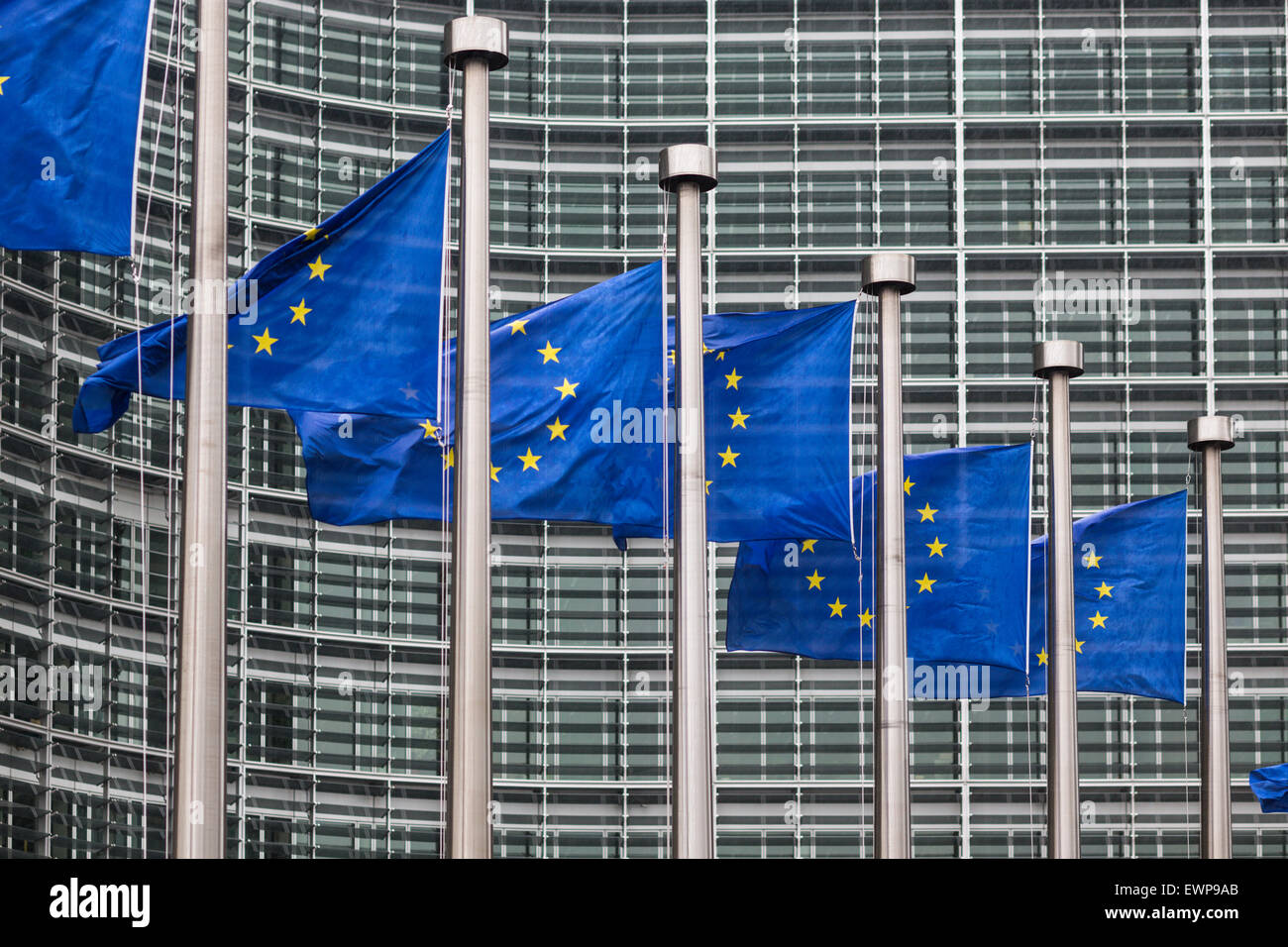 European Commission building and flags, Brussels, Belgium Stock Photo ...