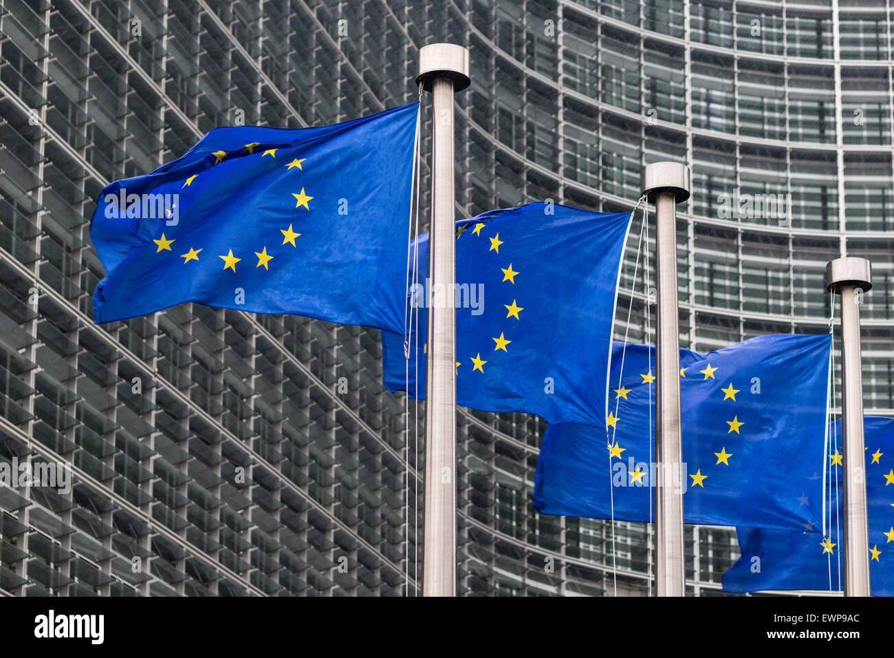 European Commission building and flags, Brussels, Belgium Stock Photo ...